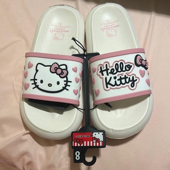 Hello Kitty | Shoes | Hello Kitty White And Pink Kids Slide Sandals ...